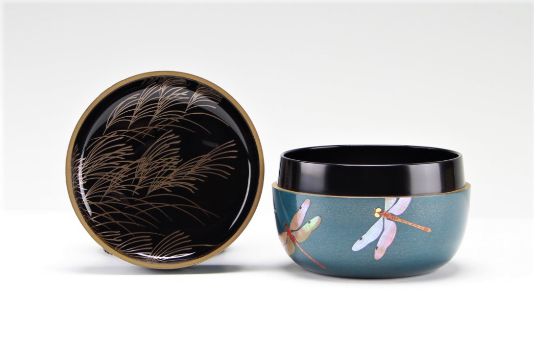 【売却済】茶平一斎 トンボ平棗 chahira, isssai dragonfly flat tea container | 古美術 山田幽篁堂